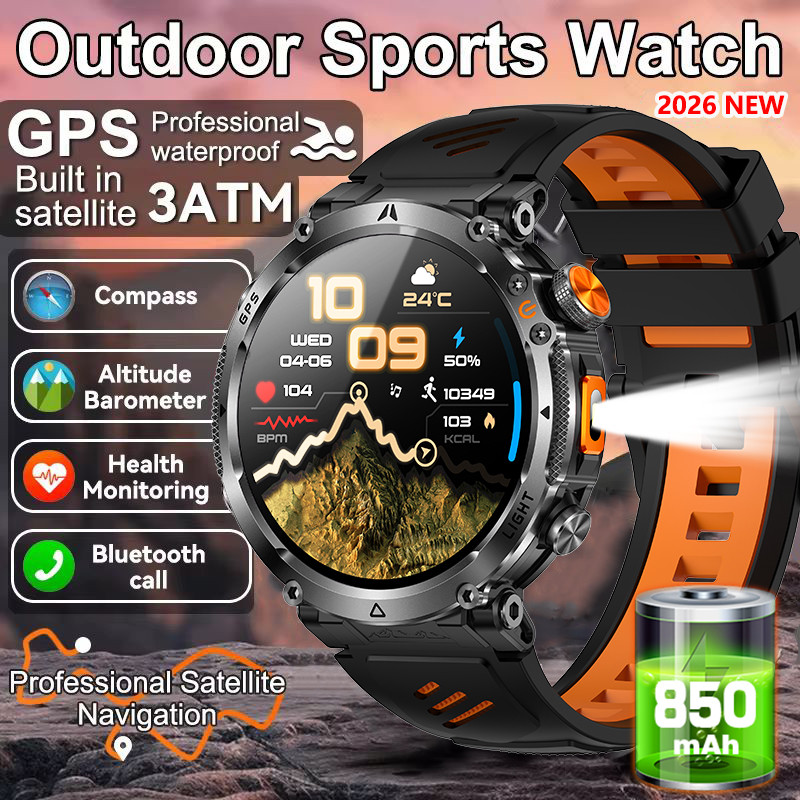 2026New Men outdoor Sports Smart Watch AMOLED Screen Real GPS 850mAh ...