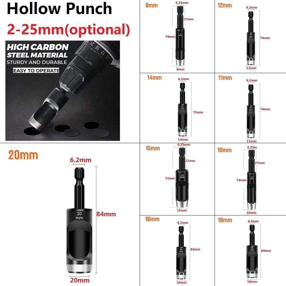【BEST HOT】Hex Shank Adapter Electric Machine Hollow Punch for Drill ...