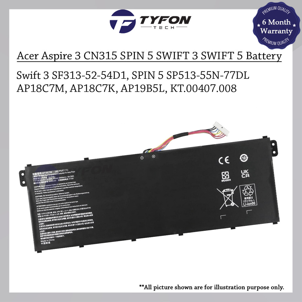 Acer Aspire 3/CN315/SPIN 5/SWIFT 3/SWIFT 5 Compatible Laptop Battery ...