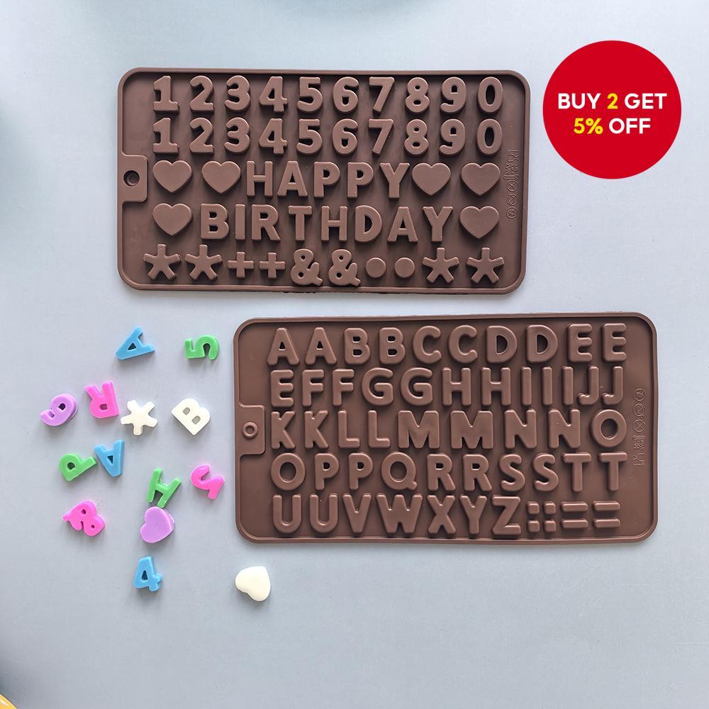 1 set of Alphabet and Number Chocolate Molds, Silicone Candy Molds for ...