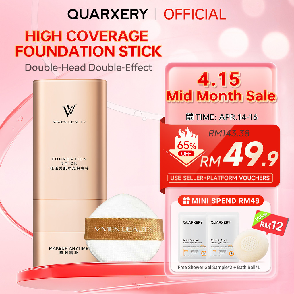 Quarxery Dual-ended Eraser Foundation Stick With Brush Full Coverage ...