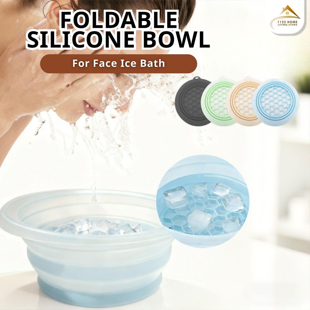 Cooling Ice Face Bucket Foldable Silicone Face Ice Bath Bowl with Built ...