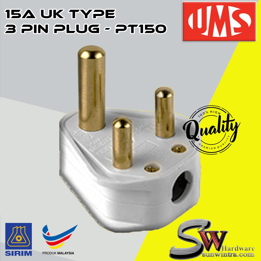 UMS PT-150-R PT150 PT 150 15A Round Pin Plug Top SIRIM | Kepala Plug 15 ...