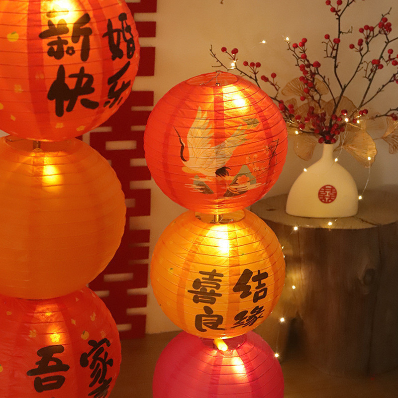 PanPan💚 2026 Spring Festival Lantern Red Round Paper Lanterns Scene ...