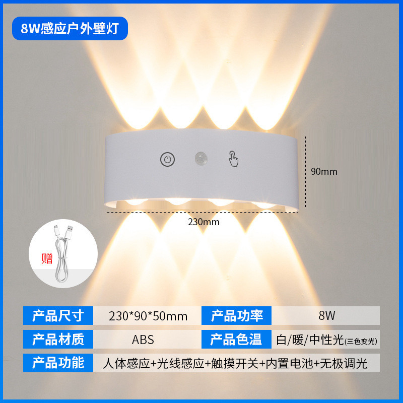 Wireless Induction Wall Light with Charging, Magnetic, No Wiring, Human ...