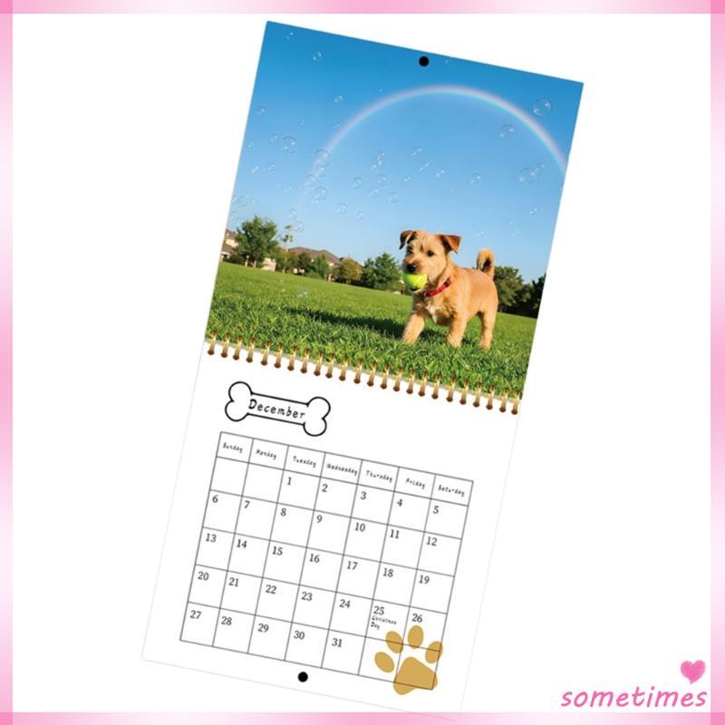 Time 2026 Wall Mount Monthly Calendar Twin Coil Binding Dog Theme ...