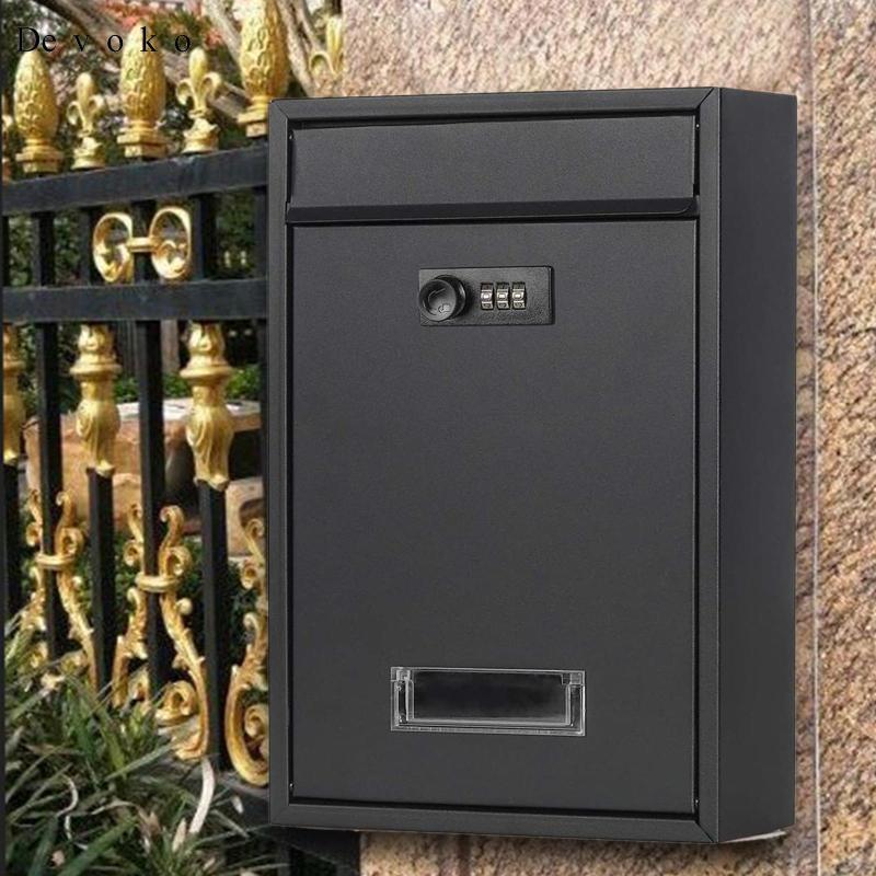 Devoko Metal Locking Mailbox Wall Mounted RustMail Case Lockable Mail ...