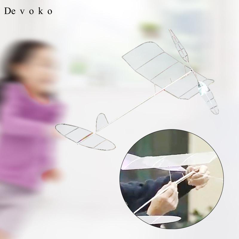 [Devoko] Airplane Model Toy Elastic Powered Airplane Model Portable ...