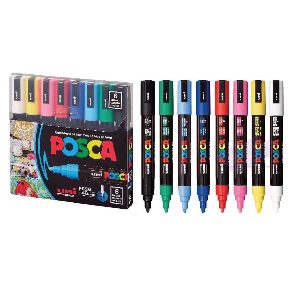 Uni Posca Water Marker 8 Color Set - PC-1M/PC-3M/PC-5M | Shopee Malaysia
