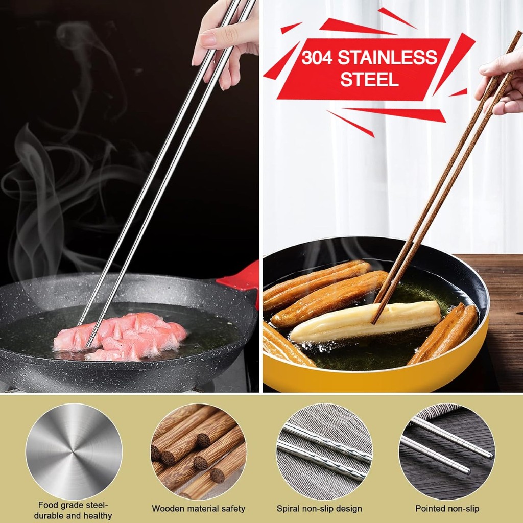 (WOOD | STEEL) EW Extra Long Bamboo Chopstick Extra Long Wooden ...