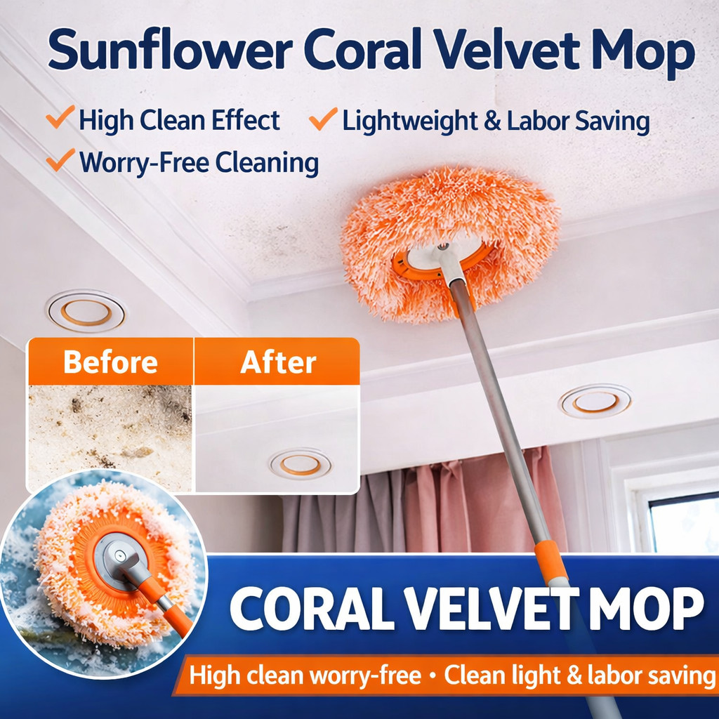 2M Extendable Sunflower Mop /Lantai Serbaguna Mop/ Ceiling Dusting Wipe ...