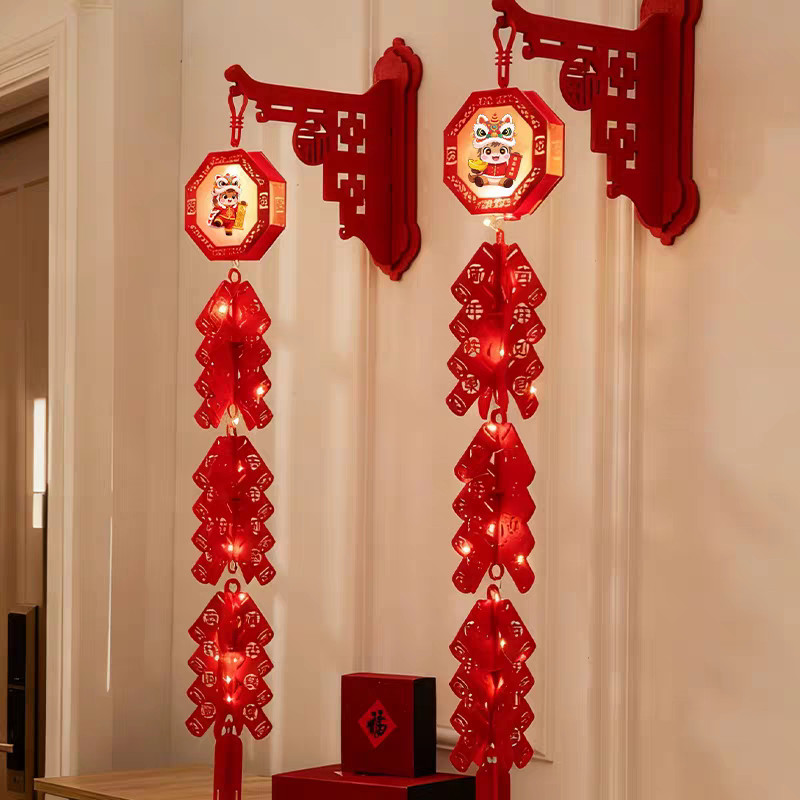 2026speing Festivaal Red Pendants Glowing Hanging Lanterns CNY Fu ...