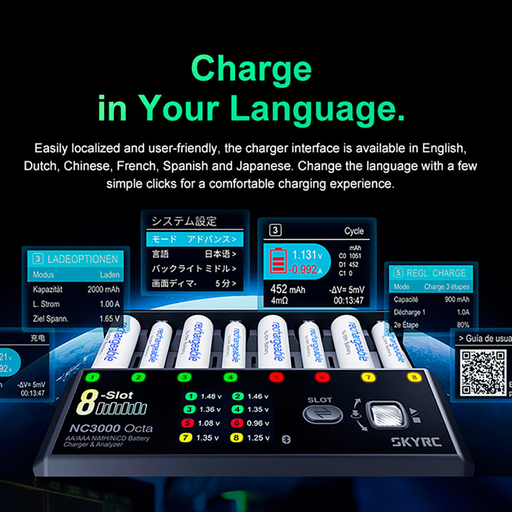 SKYRC NC3000 Octa Charger | 8-Slot for AA/AAA NiMH/NiCD Batteries | 7 ...