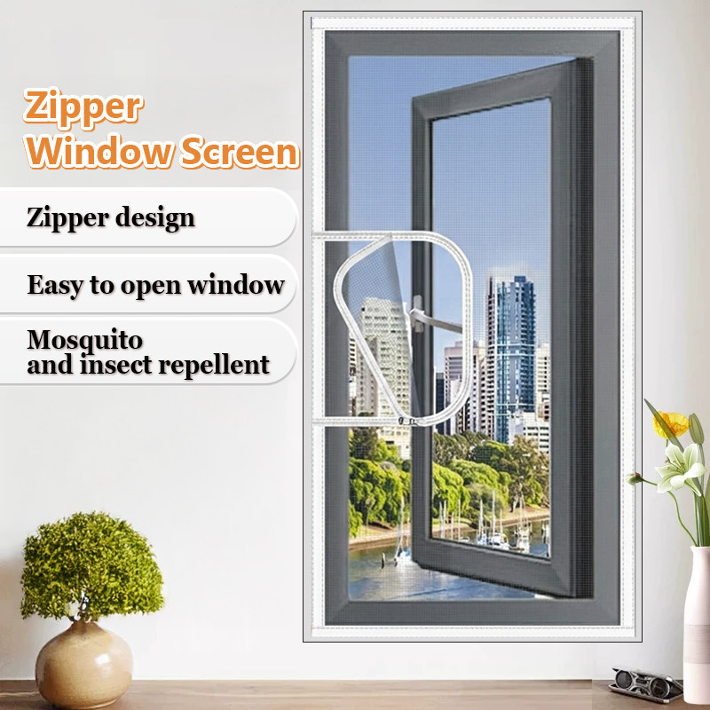 Side Open Zipper Window Screen Anti-mosquito Net with Velcro No ...
