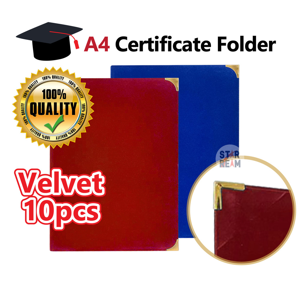 10PCS Luxury Velvet Certificate Holder Gold Corner Clip Hard Cover ...