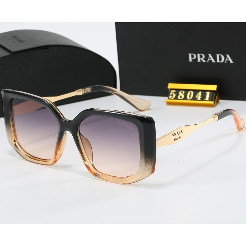 PRADA PRADA Temple Logo Metal Square Sunglasses Men's Black sk | Shopee ...