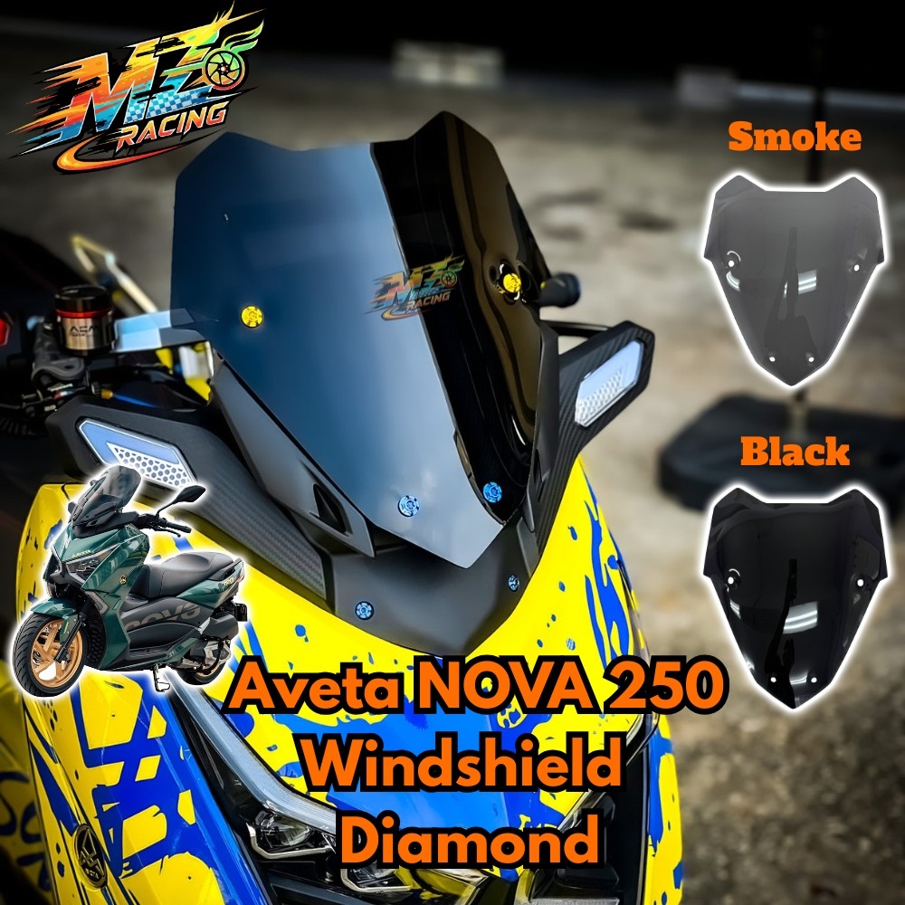 Aveta NOVA 250 Windshield Diamond Type Aero Flow Wind Protection ...