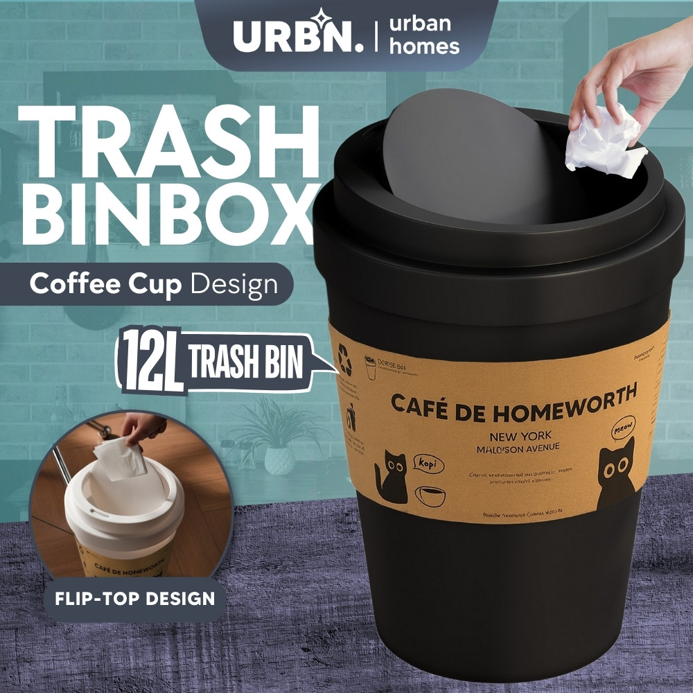 𝗨𝗥𝗕𝗡 Trash Bin Coffee Design Trash Can Household Bedroom Bathroom ...