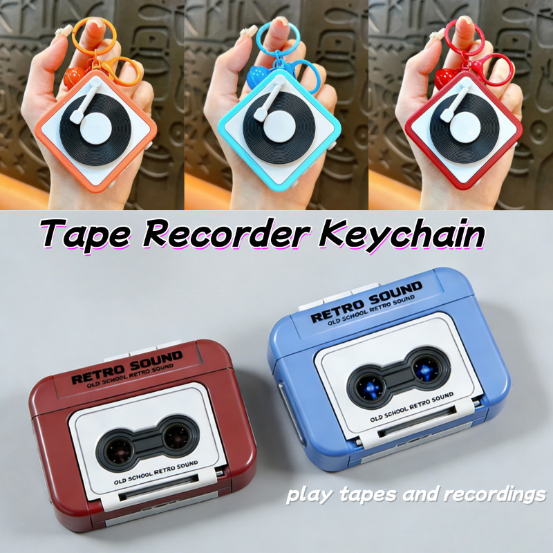 Tape Recorder Keychain Mini Retro Music Box Record Player Toy Music ...