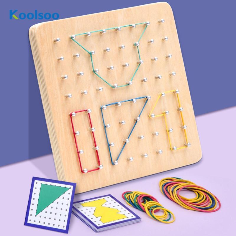 Koolsoo Children Wooden Montessori Nail Shape Puzzle Matrix Brain ...
