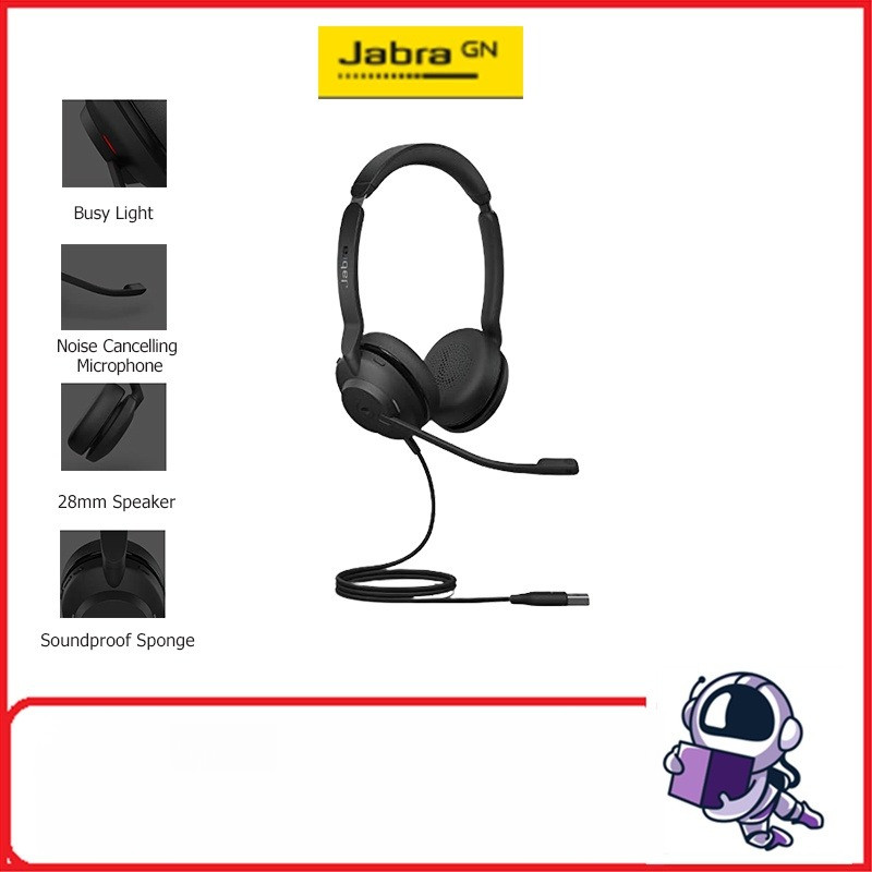 Jabra Evolve 30 Wired Headphones, Stereo Noise-Canceling Microphone ...