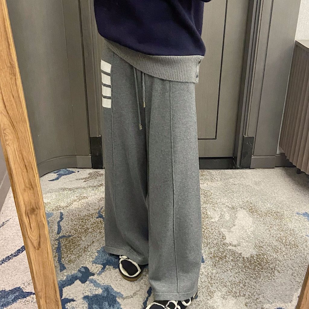 FV1H Thom Browne Knitted Wool Four-Bar Pants - Autumn Winter Preppy ...