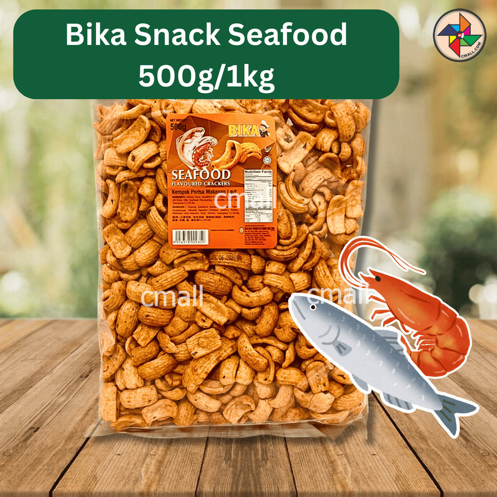 [HALAL] Bika Snack Seafood Savoury Crackers 500g / 1kg Crunchy Mixed ...