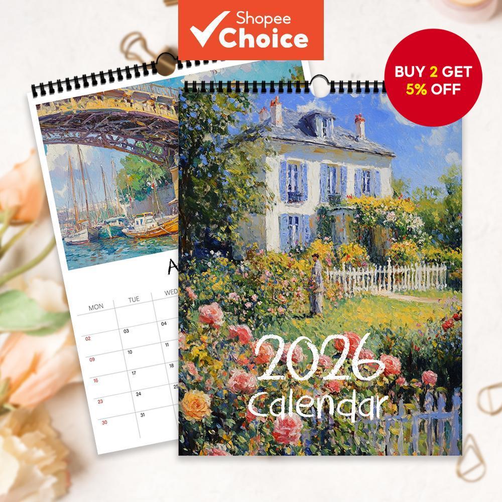 Wall Calendar 2026, Monet Oil Painting Healing Series, High-Definition ...