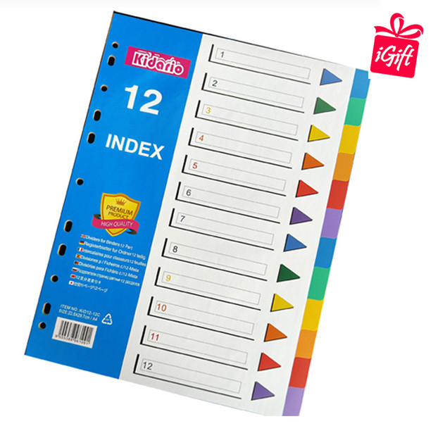 KIDARIO A4 11 Holes PP Plastic Index Divider / Colours / Months ...