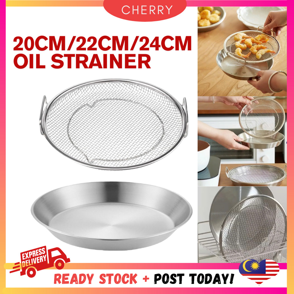 🍒CHERRY🍒Kitchen Oil Strainer Pan Stainless Steel Frying Oil Strainer ...