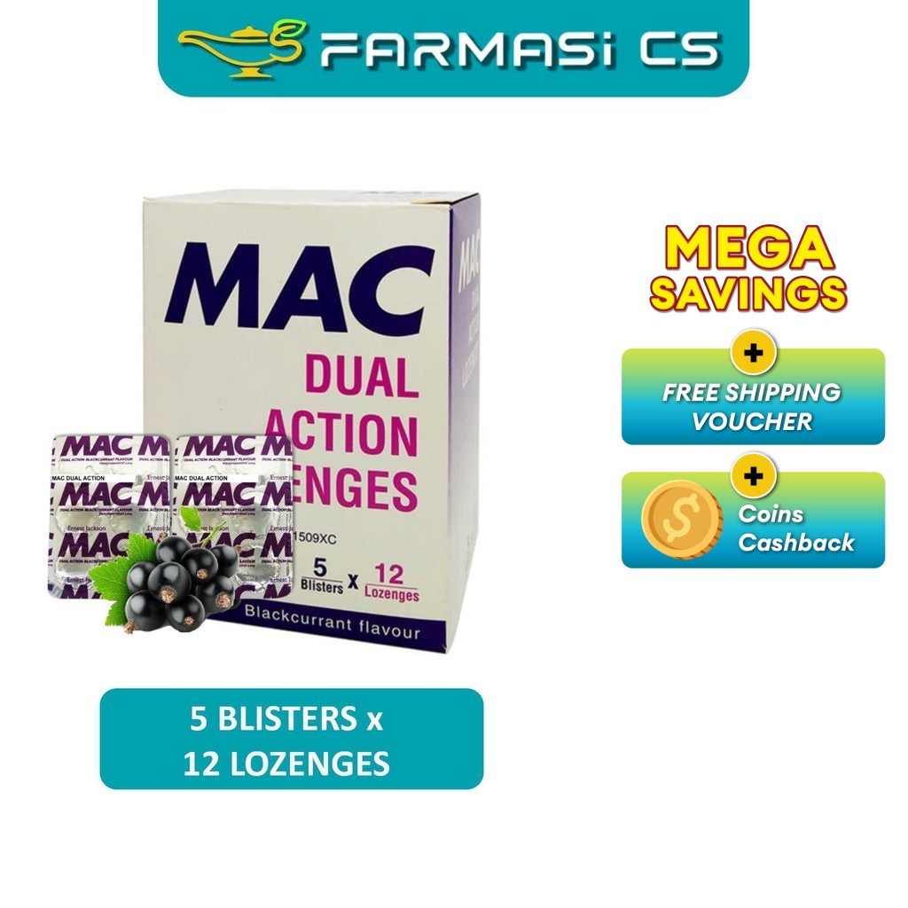 PROMO Mac Dual Action Lozenges 5 Blisters x 12 Lozenges ( 1 BOX ) EXP ...