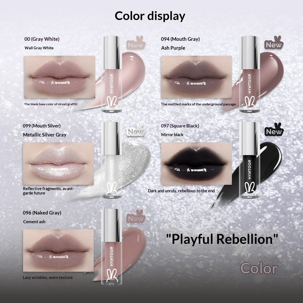 HYNTOOR Future Planet Lip Gloss Mouth Black Mouth Silver Mouth Gray Lip ...