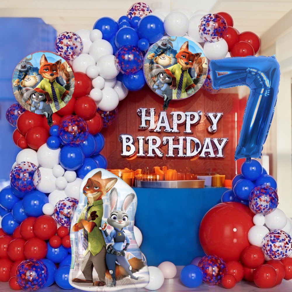 Zootopia Garland Arch Kit Balloons Judy Nick Birthday decoration set ...