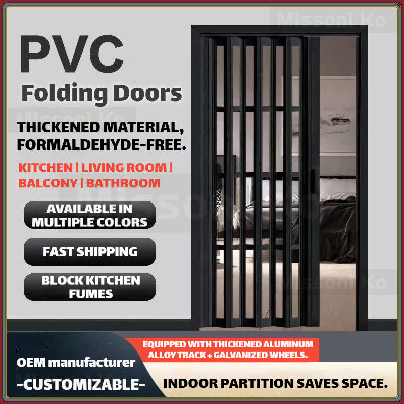 PVC Folding Door Custom Open Kitchen Sliding Door Household Simple Gas ...