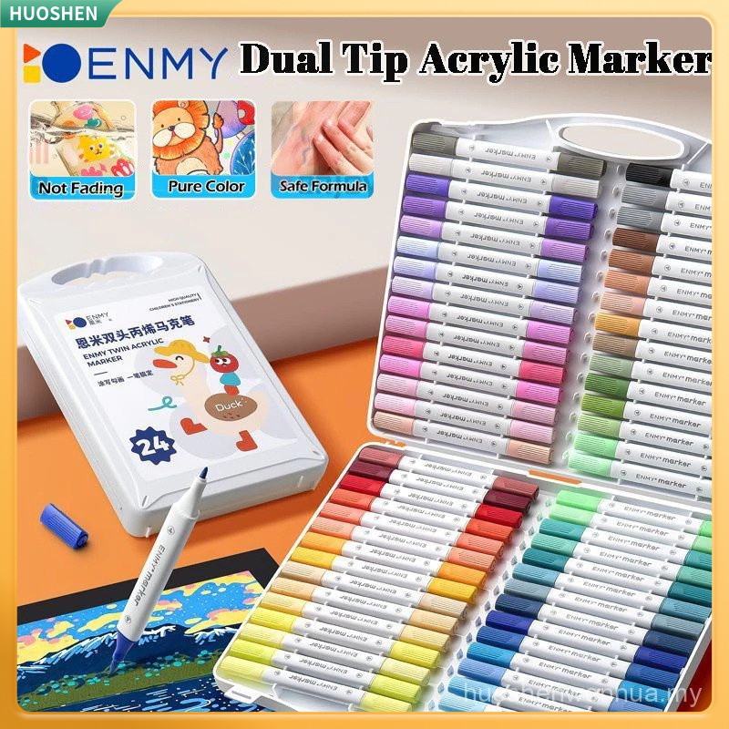 80/60/48 warna set bulu lembut dan halus dual kepala akrilik pen ...