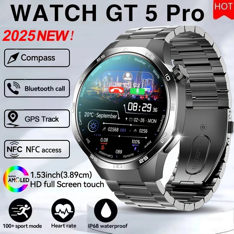 2026 New For HUAWEI GT5 Pro GPS Sport Track Compass Smart Watch Men 360 ...