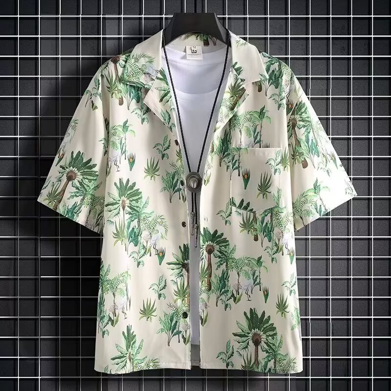 Chinese Style Retro Short-Sleeved Flower Shirt Men's Hawaii Sanya ...