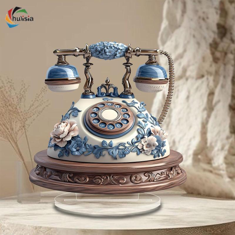 chulisia Retro Dial Telephone Acrylic Sign Desktop Ornament Table ...