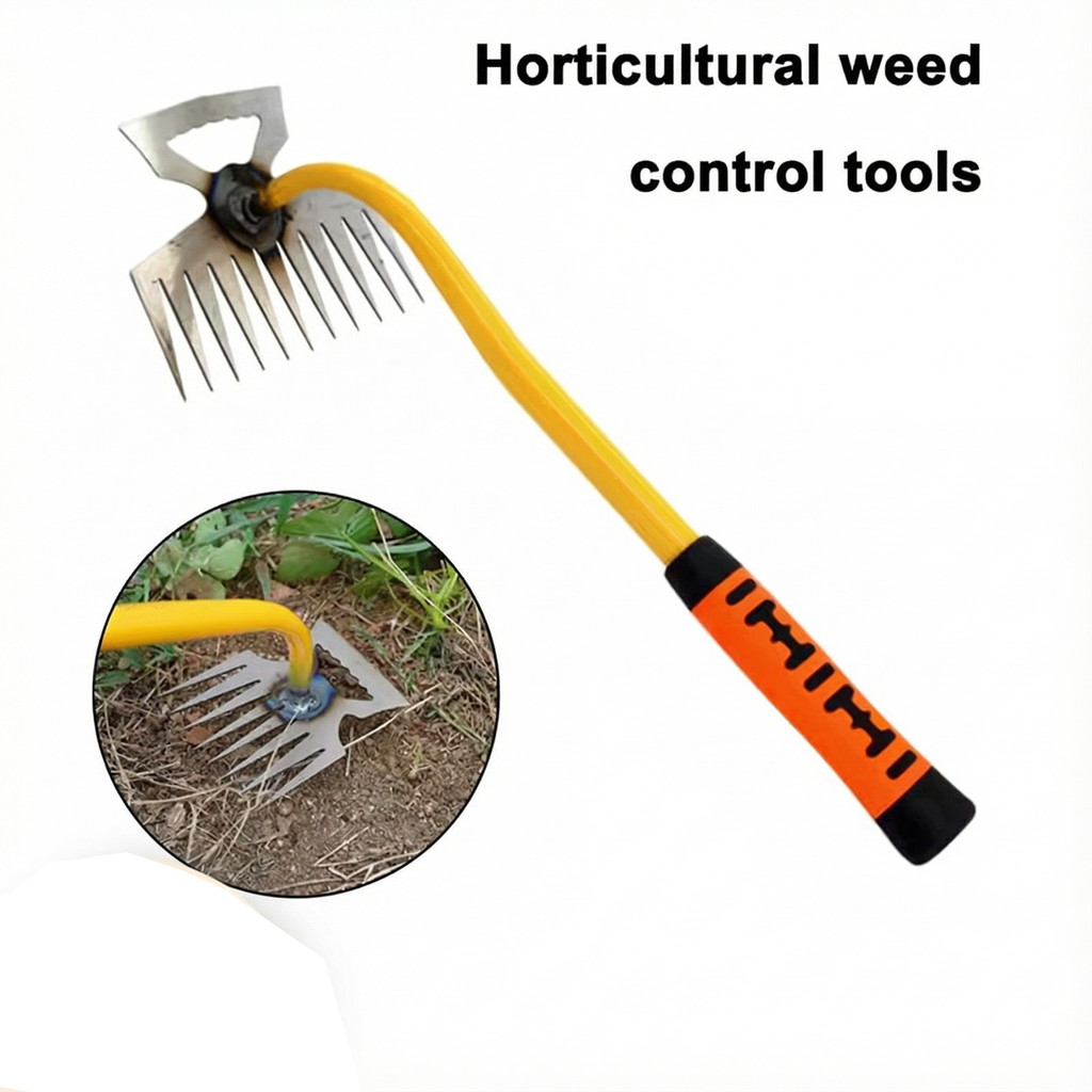 Rubber-Handled Handheld Weeding Tool, Multi-Functional Hoe & Rake for ...