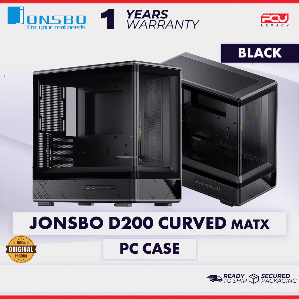 JONSBO D200 MATX CURVED GLASS CASE - BLACK (1 Year Warranty) | Shopee ...