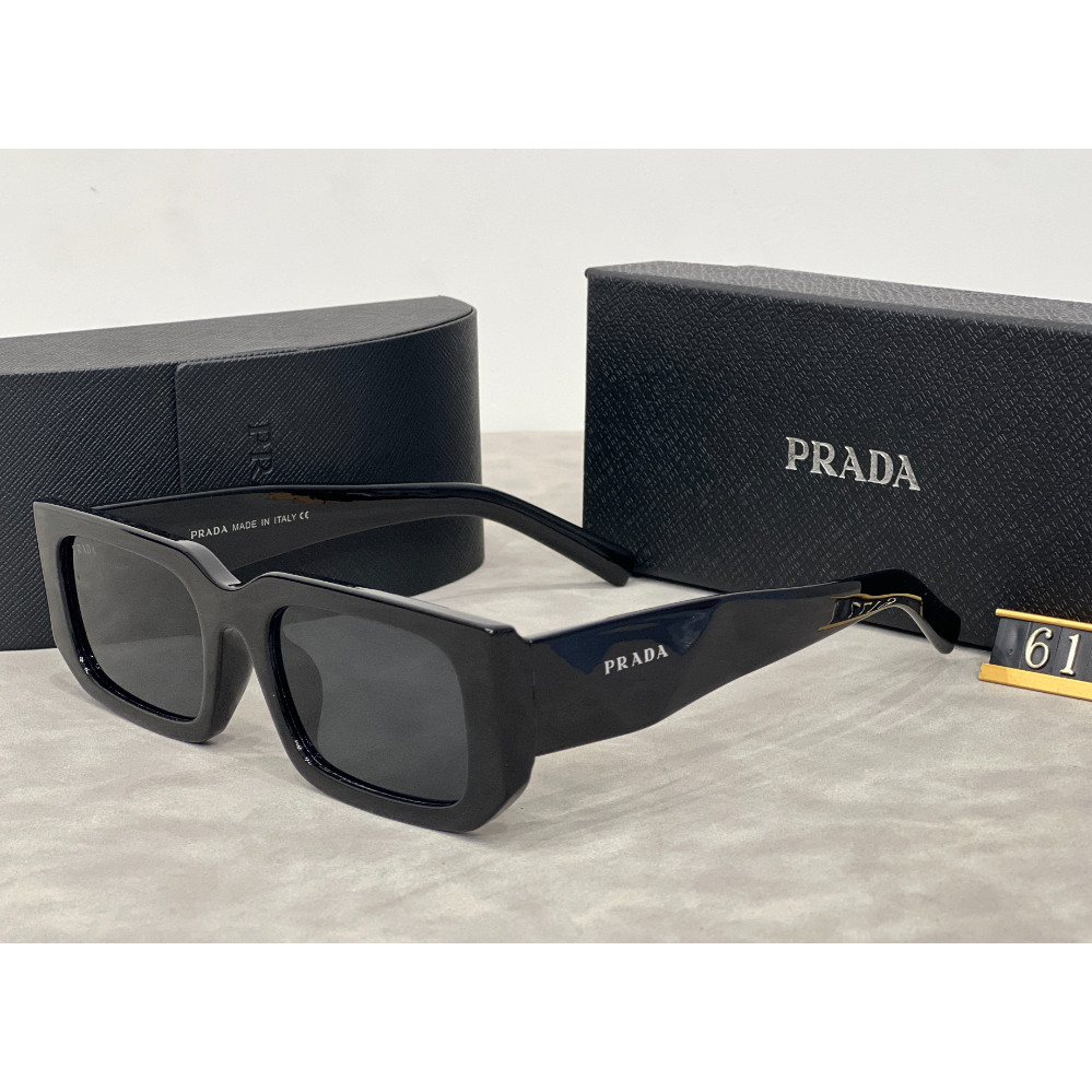 PRADA PRADA Temple Logo Plate Frame Rectangular Sunglasses Men Women ...