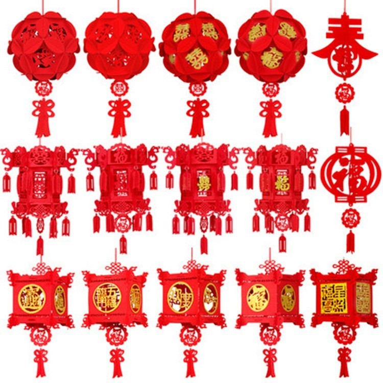2026春节喜庆装饰品 CNY DIY "Fu" Red Lanterns Lunar New Year Hanging Decor ...