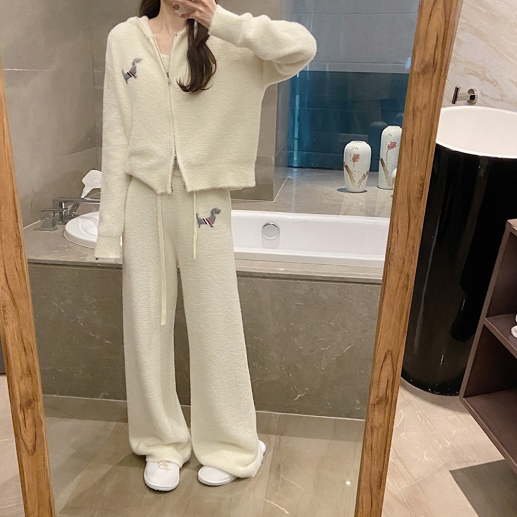 Thom Browne Waffle Plush Hooded Knit Set - Women's Autumn/Winter Wide ...