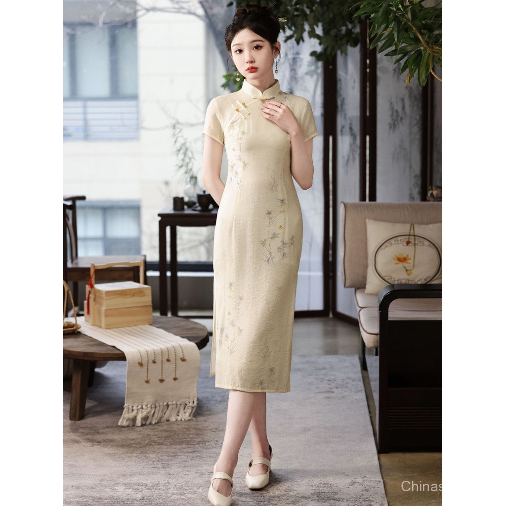 New Retro-Style Cheongsam Dress - Cotton-Linen Blend | Comfortable ...