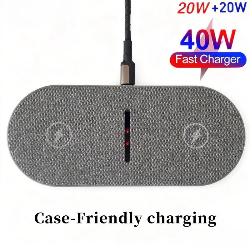 40W Fast Dual 2 in 1 Wireless Charger Pad for Airpods 3 Pro iPhone 8 X ...