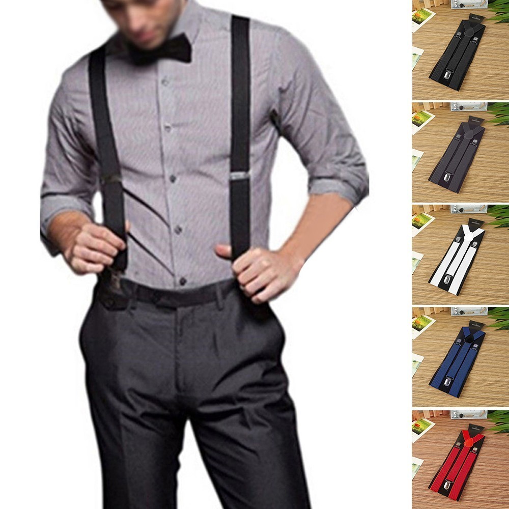【BEST HOT】Women Men Elastic Suspenders Black Adjustable Y-Back Clip-on ...