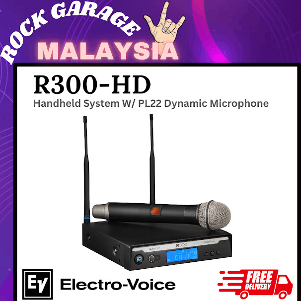 EV Electro-Voice R300-HD Wireless Handheld Microphone System ( R300HD ...
