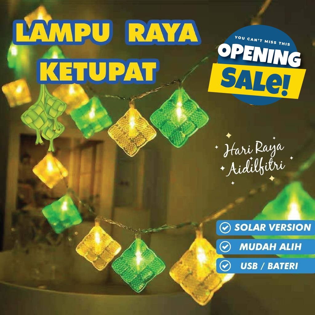 Kakideco Lampu Raya Ketupat Solar Hari Raya Hiasan Lip Lap Raya 2026 ...