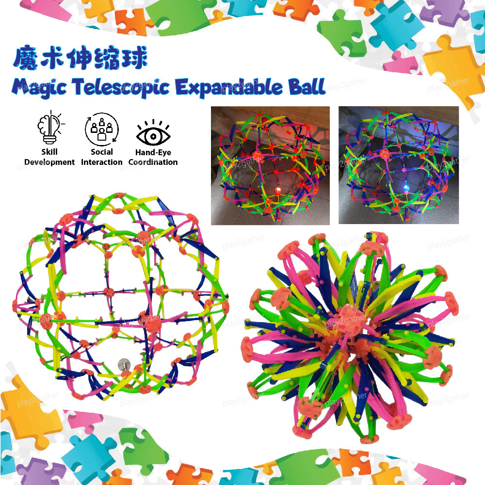 Telescopic Ball Kids Adult Fun Magic Telescopic Expandable Ball Light ...