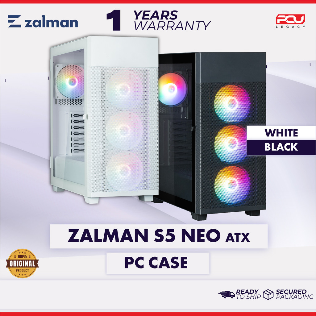 ZALMAN S5 NEO ATX CASE - BLACK / WHITE (1 Year Warranty) | Shopee Malaysia